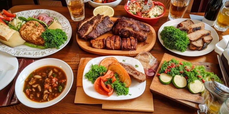 Traditional German Food. Typical Dishes. Stock Illustration ...