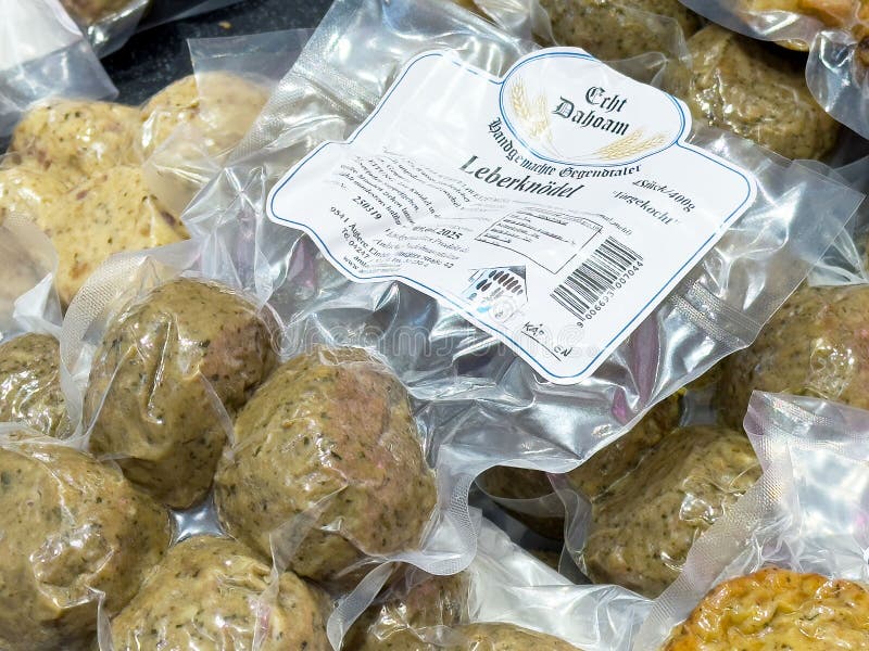 Traditional German Liver Dumplings in Vacuum Packaging Displayed at ...