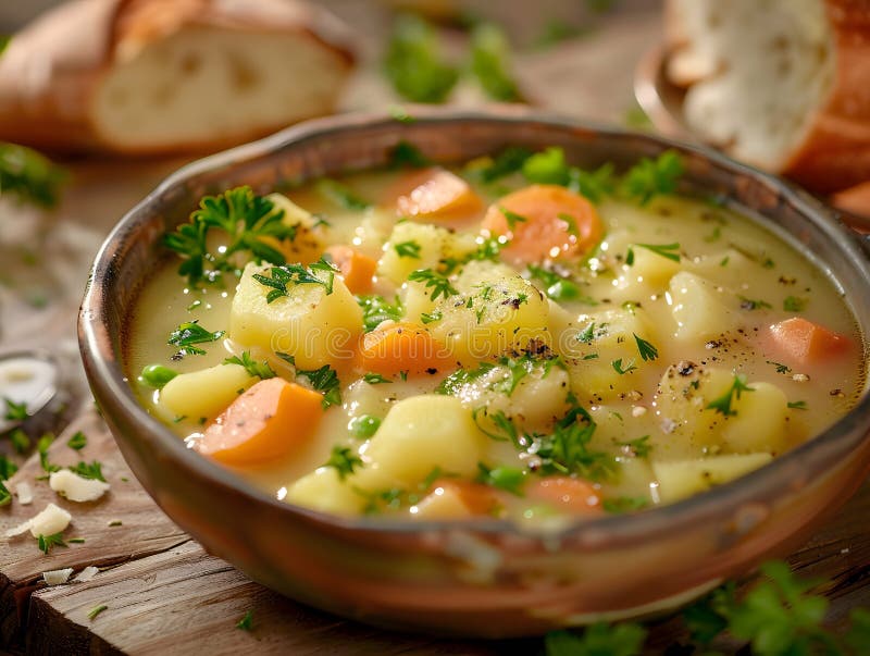 Traditional German Potato Soup Stock Illustration - Illustration of ...