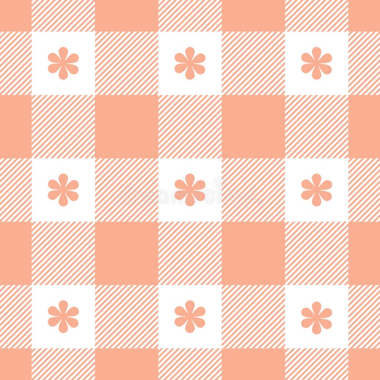 Traditional Gingham Patterns and Flower, Pastel Colors. Stock Vector ...
