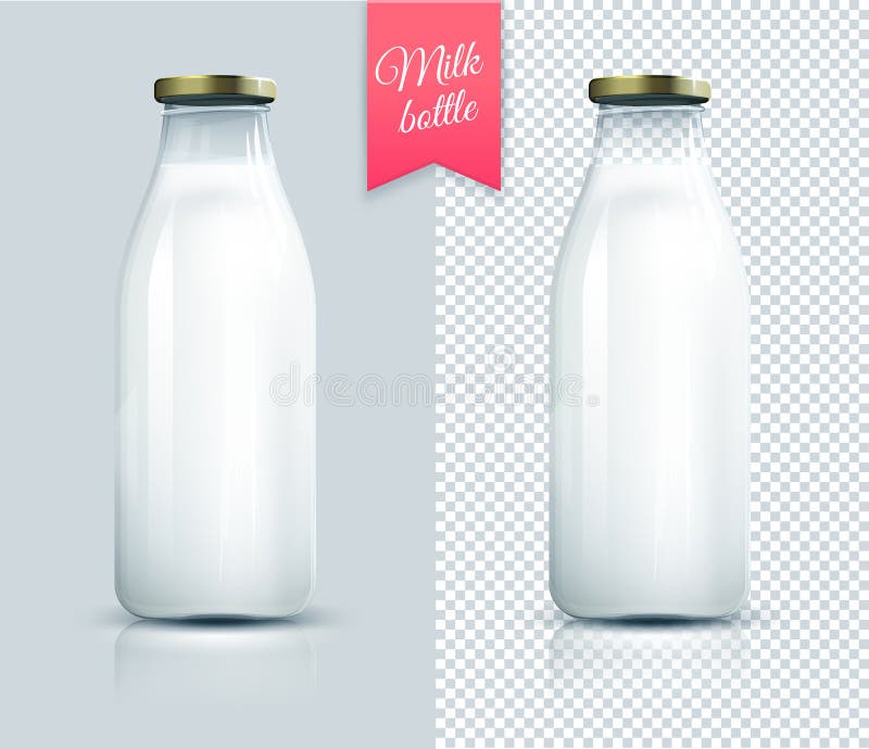 Traditional Glass Milk Bottle. Bottle of Milk Isolated Stock Vector ...