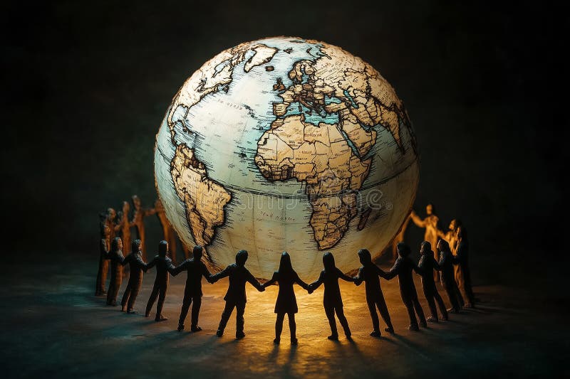 A Traditional Globe is Featured at the Center, Surrounded by Diverse ...