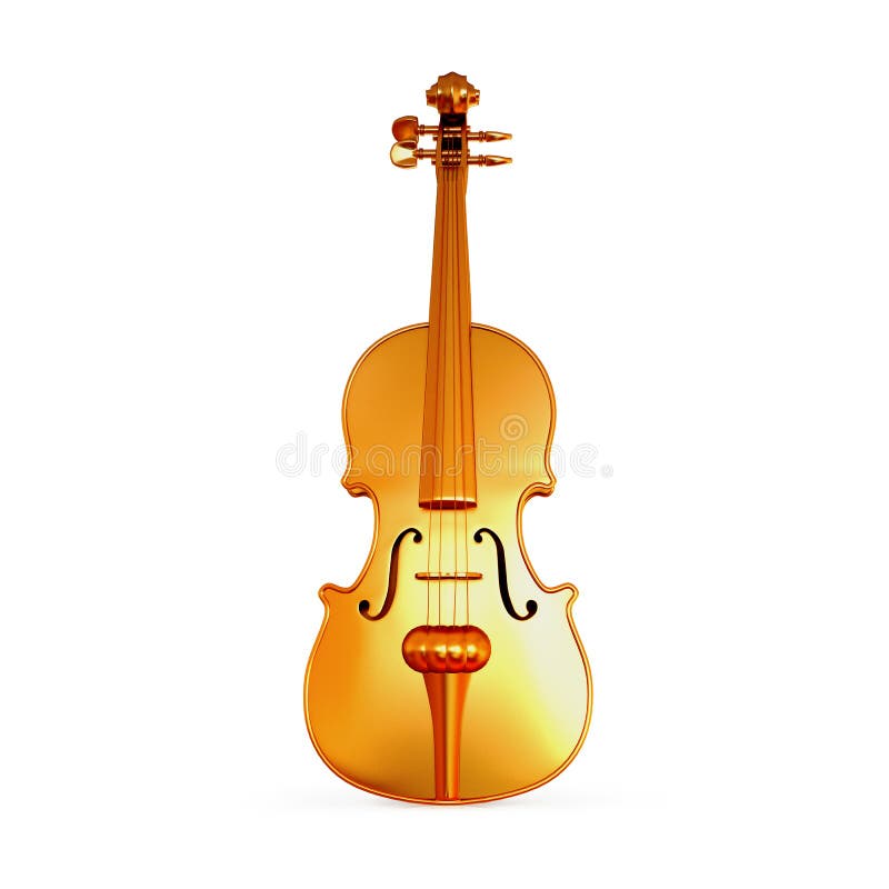 Traditional Golden Violin Isolated on White Background. Stock ...