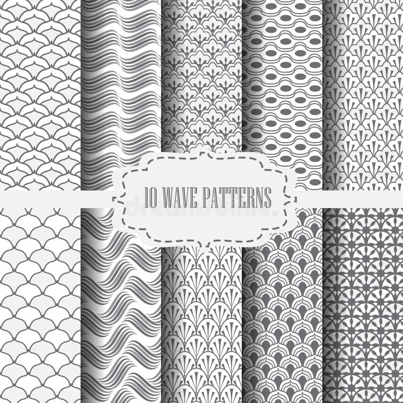 Traditional Gray Wave Pattern 4 Stock Vector - Illustration of gloomy ...