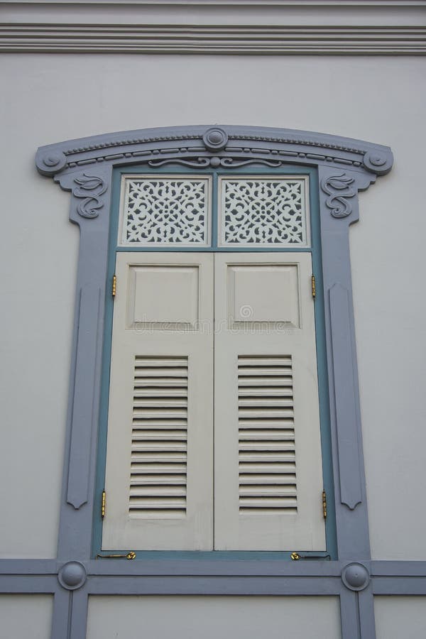 The Traditional Gray Windows and Frames of Buddhist Temple, Thailand ...