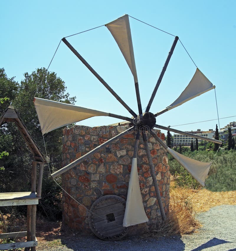 Old Windmill, Crete Island, Greece, Europe Stock Photo - Image of ...