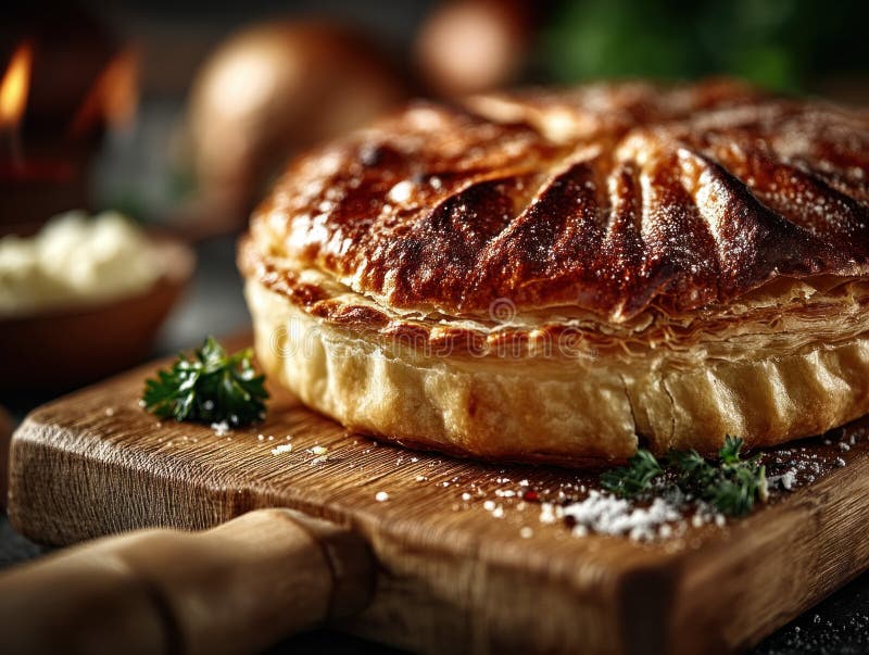 A Traditional Greek Cheese Pie with Flaky Pastry Stock Photo - Image of ...