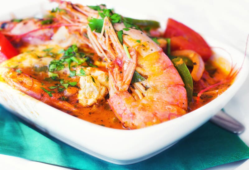 Traditional Greek Dish Shrimp Saganaki Stock Image - Image of grille ...