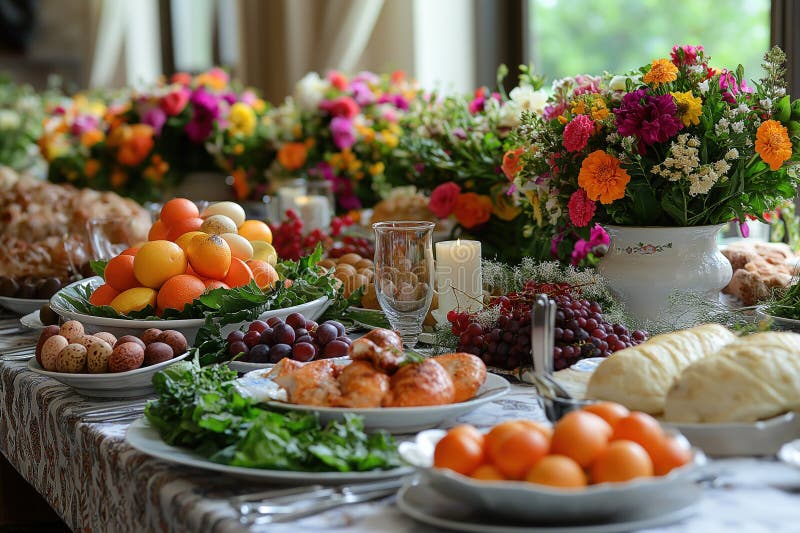 Traditional Greek Easter Table Vibrant Cultural Holiday Theme Stock ...