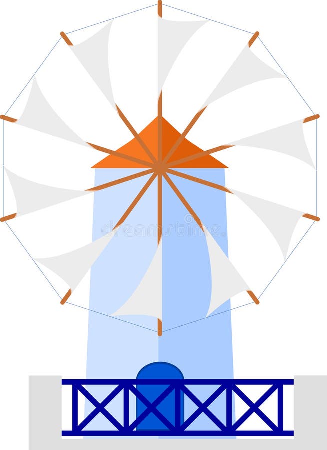 Greek Windmill and Deck Vector Isolated Stock Vector - Illustration of ...