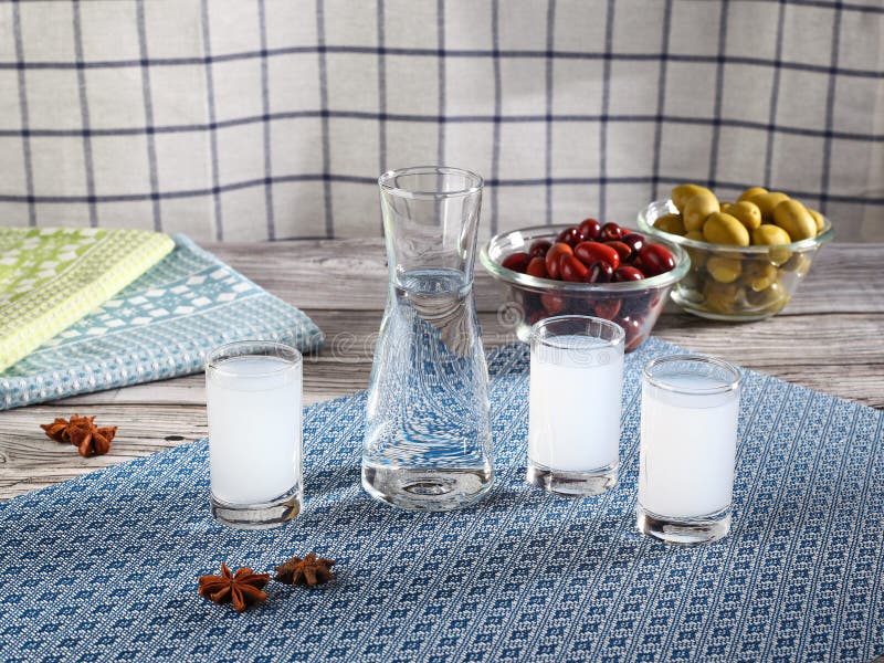 Traditional Greek Ouzo in Shot Glasses Stock Photo - Image of pleasure ...