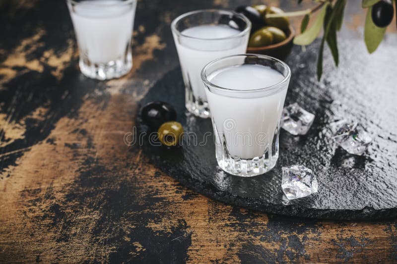 Traditional Greek Vodka Ouzo Stock Photo - Image of summer, anis: 283786204