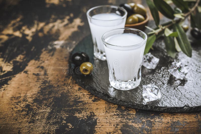 Traditional Greek Vodka Ouzo Stock Photo - Image of cocktail, drink ...