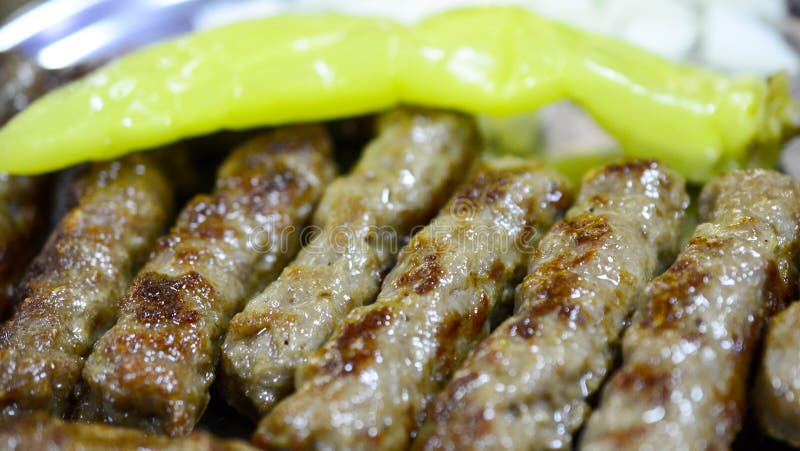 Traditional Grill in Macedonia, Kebap in a Plate Stock Image - Image of ...