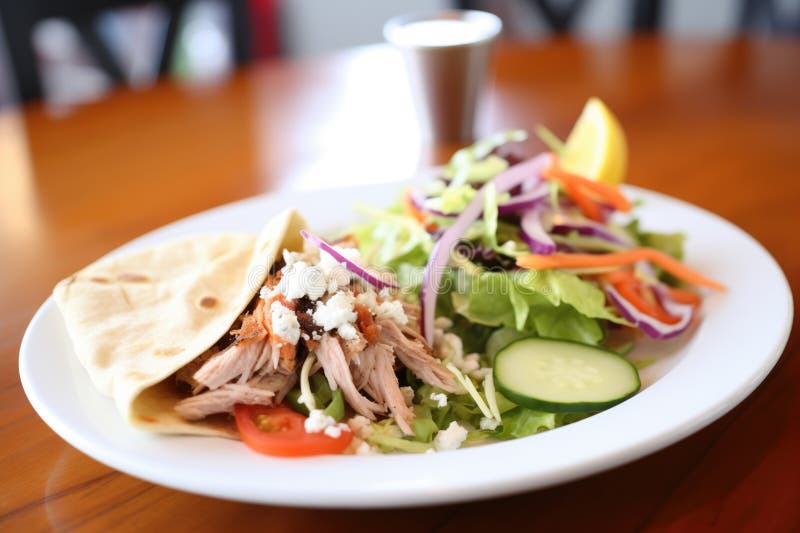 Traditional Gyro with a Side of Greek Salad Stock Photo - Image of ...