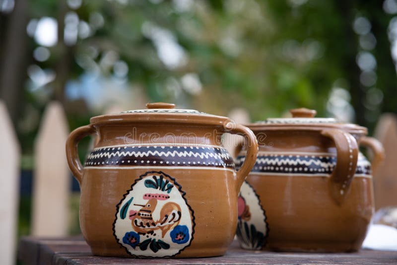 Traditional Hand Made Ceramic Potter with Design Stock Photo - Image of ...