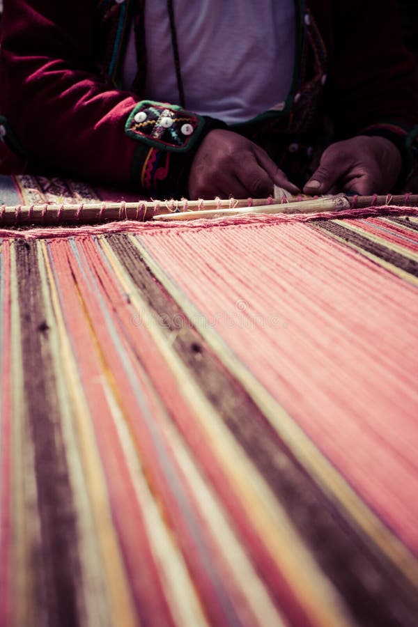 Traditional Hand Weaving in the Andes Mountains, Peru Stock Photo ...