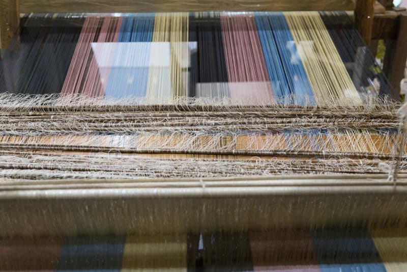 Traditional Hand-weaving Loom Being Used To Make Cloth Stock Photo ...