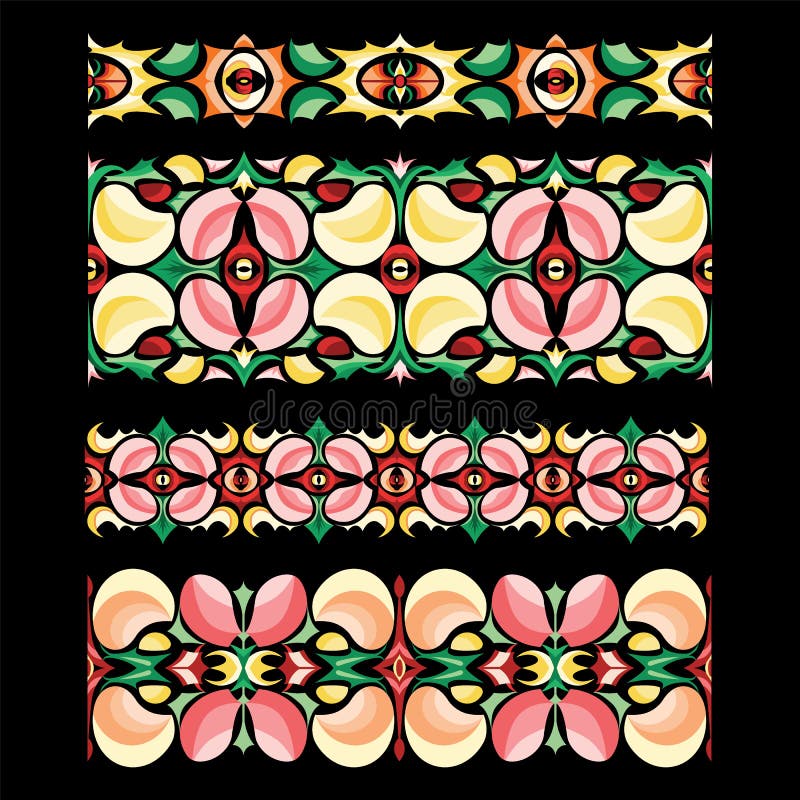 Traditional Handicraft Abstract Seamless Borders Stock Vector ...