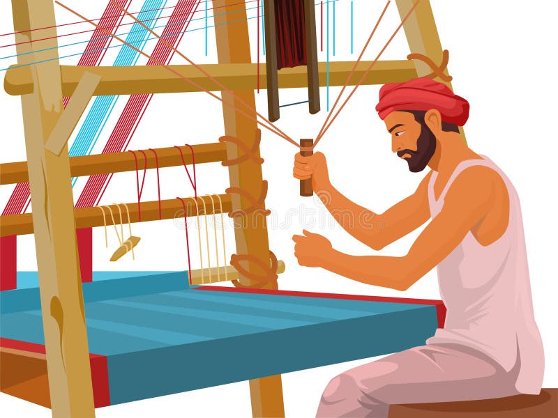 Indian Traditional Handloom Weaver Stock Illustration - Illustration of ...