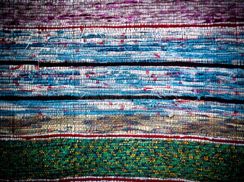 Traditional Handmade Old Colored Carpet, Striped Pattern Stock Image ...