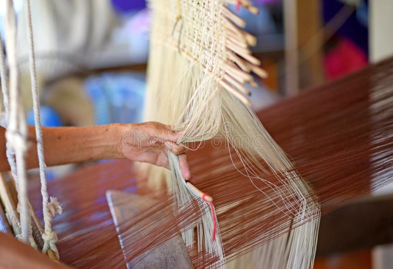 Traditional Handmade Textile Weaving Stock Photo - Image of village ...