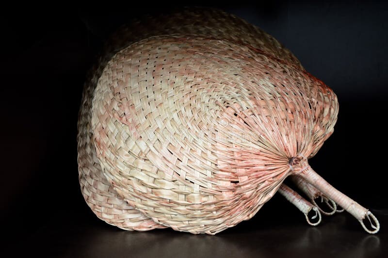 Traditional Handmade Thai Native Fan on Wood Stock Photo - Image of ...