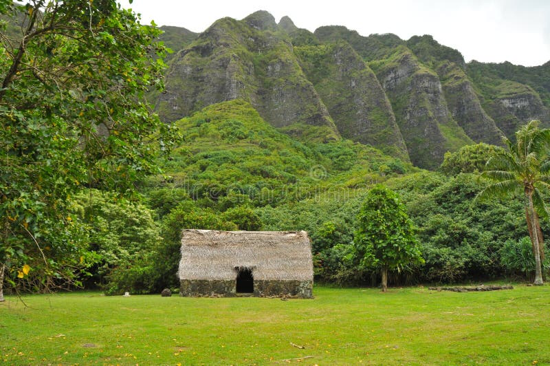 Traditional Hawaiian Home in a Field Stock Image - Image of range ...
