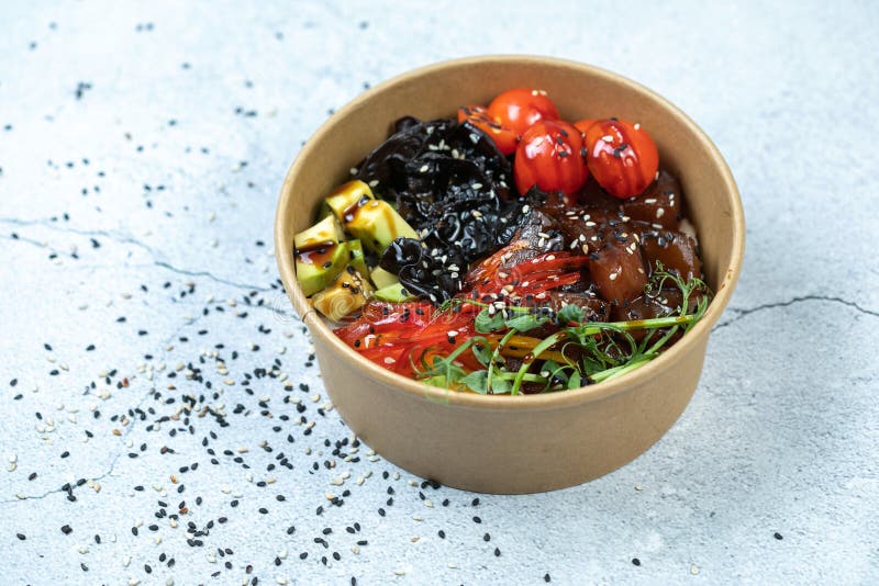 Traditional Hawaiian Poke with Vegetables Stock Photo - Image of ...