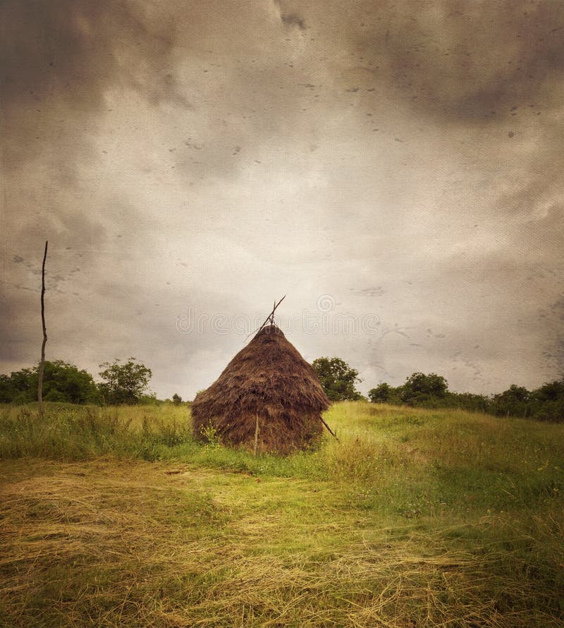 Traditional Haystack with Patterned Texture Stock Image - Image of ...