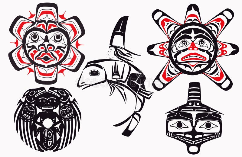 Traditional Heida Indians Tattoo Flash. Stock Vector - Illustration of ...