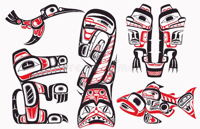 Traditional Heida Indians Tattoo Flash. Stock Vector - Illustration of ...