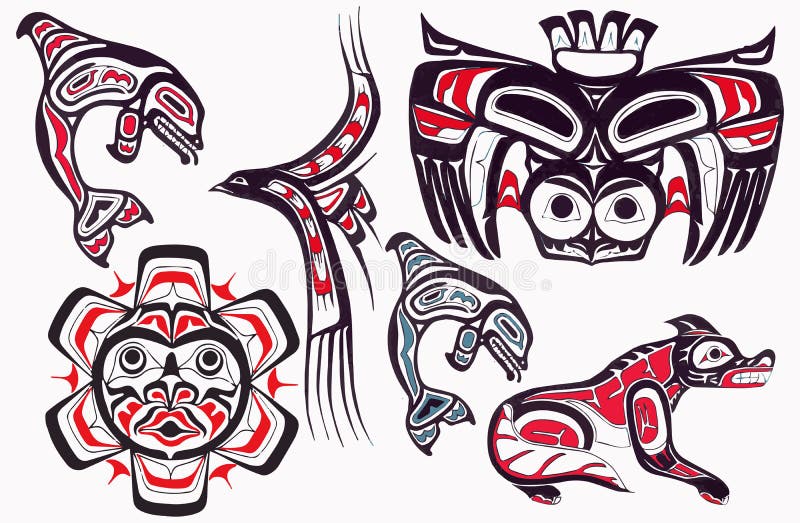 Traditional Heida Indians Tattoo Flash. Stock Vector - Illustration of ...