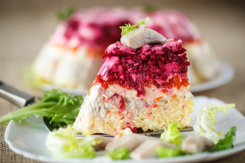 Traditional Herring Under Boiled Vegetables Stock Image - Image of diet ...