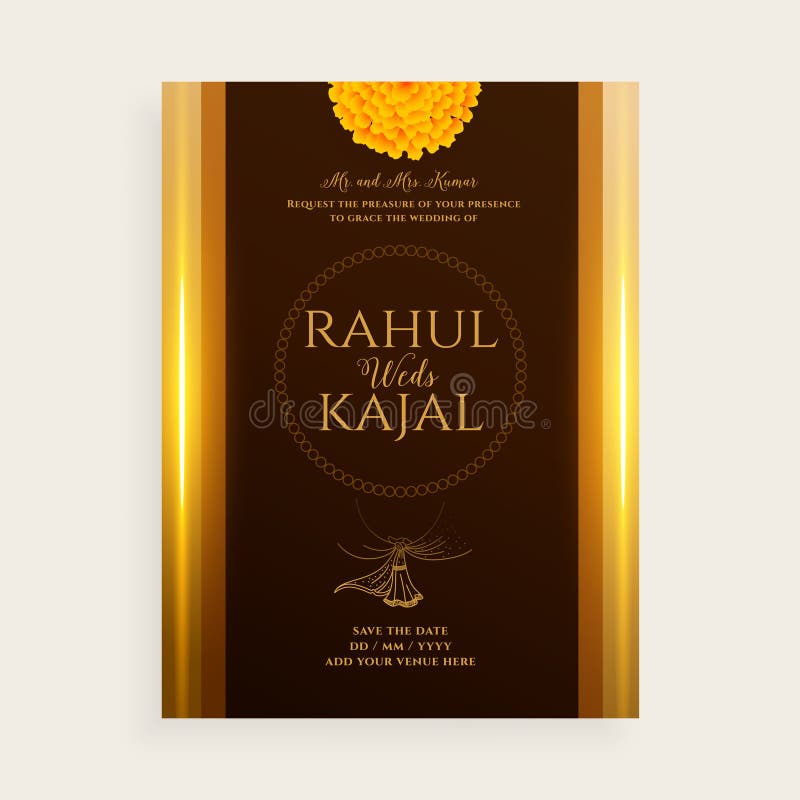 Traditional Hindu Wedding or Engagement Invitation Card Flyer Stock ...