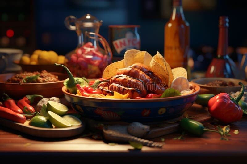 Traditional Hispanic Cuisine Showcased in a Stock Illustration ...