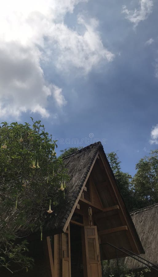 Traditional Home with Sky Cloud View Stock Image - Image of view, cloud ...