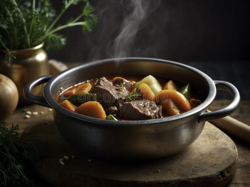 Traditional Home-Cooked Stew with Beef and Vegetables Generative Ai ...
