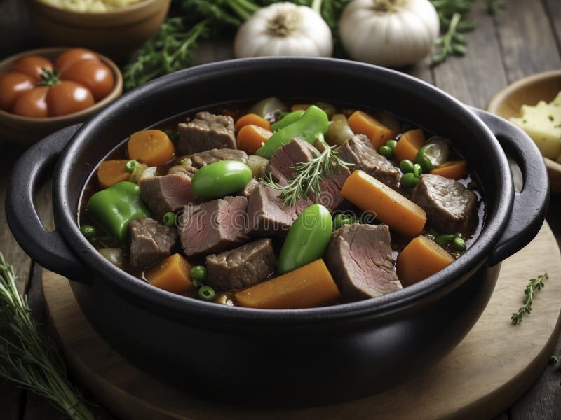 Traditional Home-Cooked Stew with Beef and Vegetables Generative Ai ...