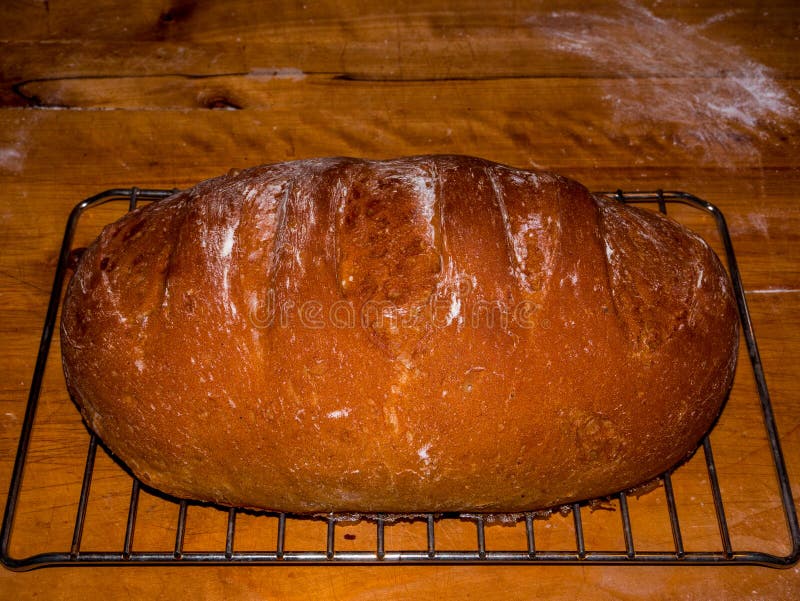 Traditional Homemade Bread with Brown Crispy Crust Stock Photo - Image ...
