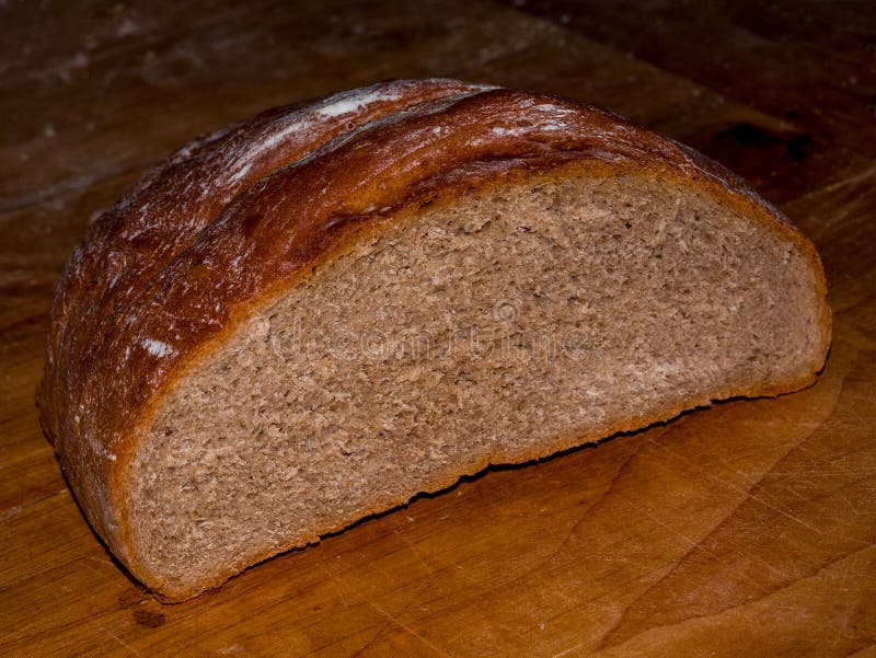 Traditional Homemade Bread - Side View of Halved Bread Stock Image ...
