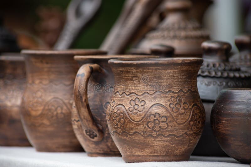 Traditional Homemade Ceramic Pots on Traditional Crafts Fair Stock ...