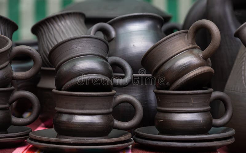 Traditional Homemade Ceramic Pots on Traditional Crafts Fair Stock ...