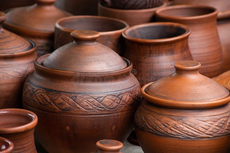 Traditional Homemade Ceramic Pots on Traditional Crafts Fair Stock ...