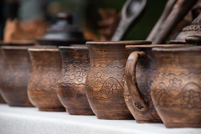 Traditional Homemade Ceramic Pots on Traditional Crafts Fair Stock ...