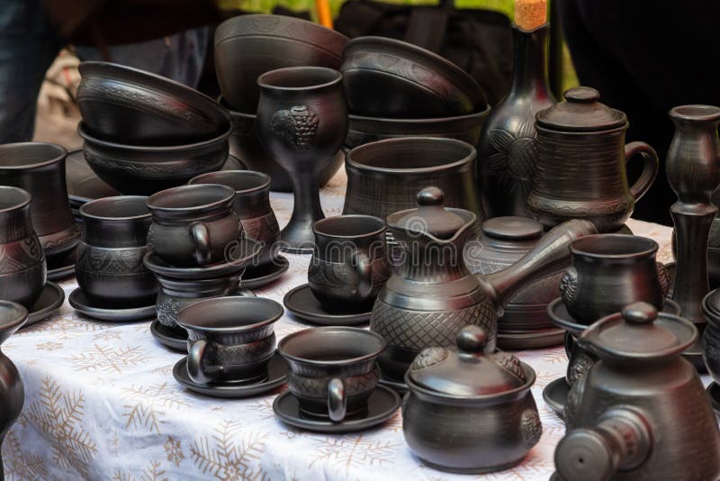 Traditional Homemade Ceramic Pots on Traditional Crafts Fair Stock ...