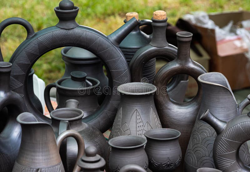 Traditional Homemade Ceramic Pots on Traditional Crafts Fair Stock ...