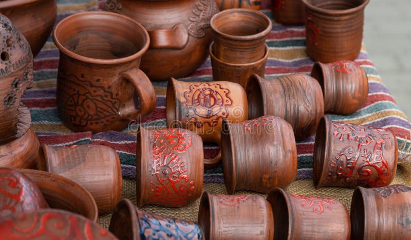 Traditional Homemade Ceramic Pots on Traditional Crafts Fair Stock ...