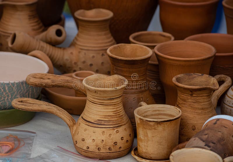 Traditional Homemade Ceramic Pots on Traditional Crafts Fair Stock ...