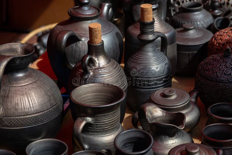 Traditional Homemade Ceramic Pots on Traditional Crafts Fair Stock ...